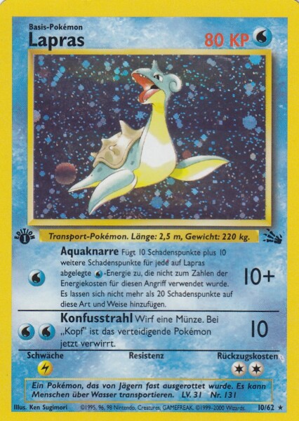 Lapras - 10/62 - Holo 1st Edition - Good