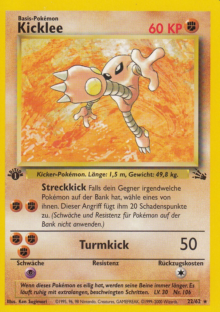 Kicklee - 22/62 - Rare 1st Edition - Played