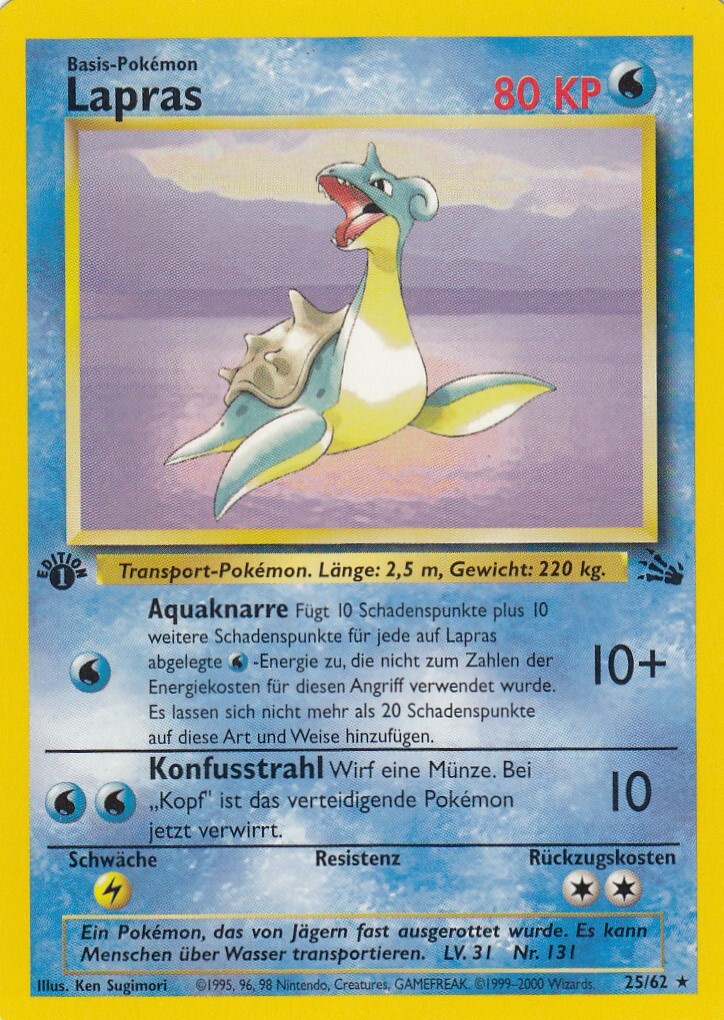 Lapras - 25/62 - Rare 1st Edition